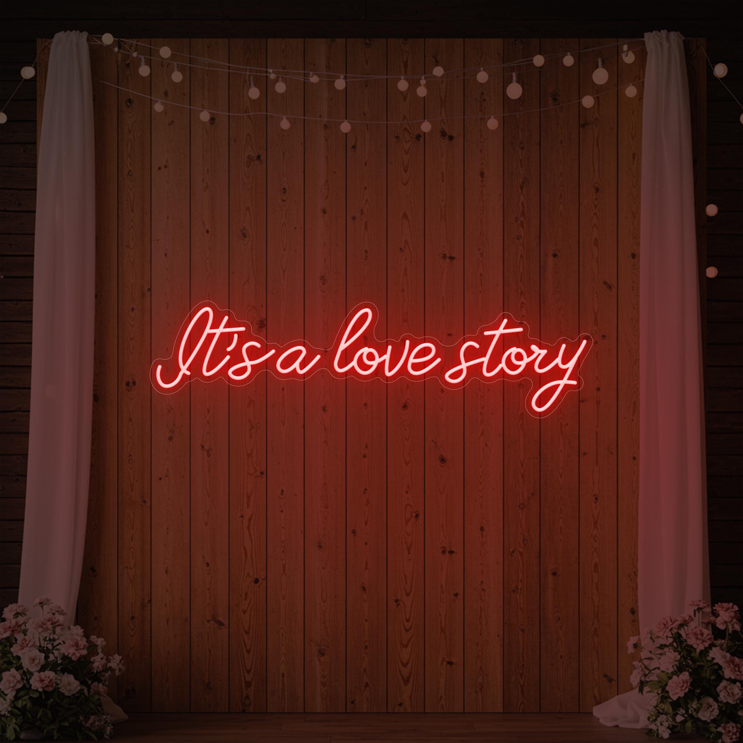 It's A Love Story Neon Wedding Sign | Engagement Party Decor - Etsy