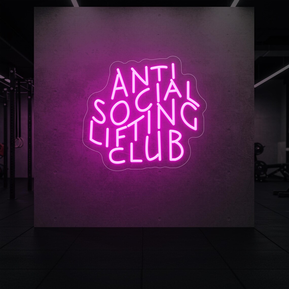 Anti Social Lifting Club Neon Sign LED Gym Quote Wall Light for Garage ...