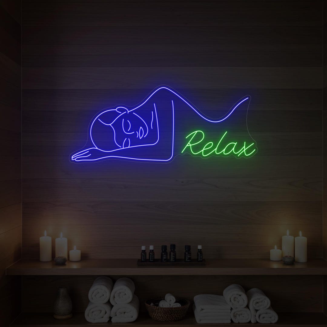 Relax LED Neon Sign | Spa Silhouette, Therapy Room Decor - Etsy