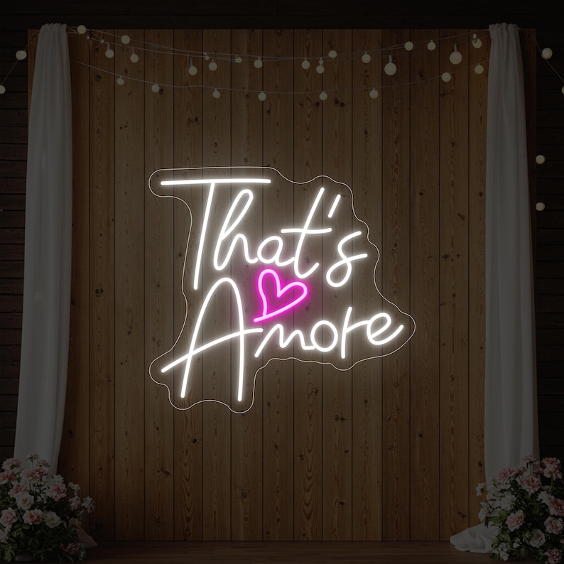 That’s Amore Neon Sign With Heart | Wedding Engagement Backdrop Light ...