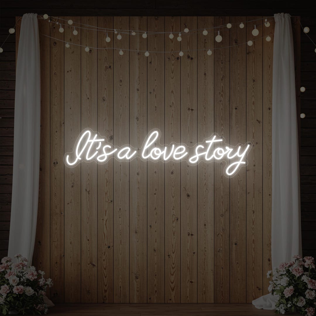 It's A Love Story Neon Wedding Sign | Engagement Party Decor - Etsy