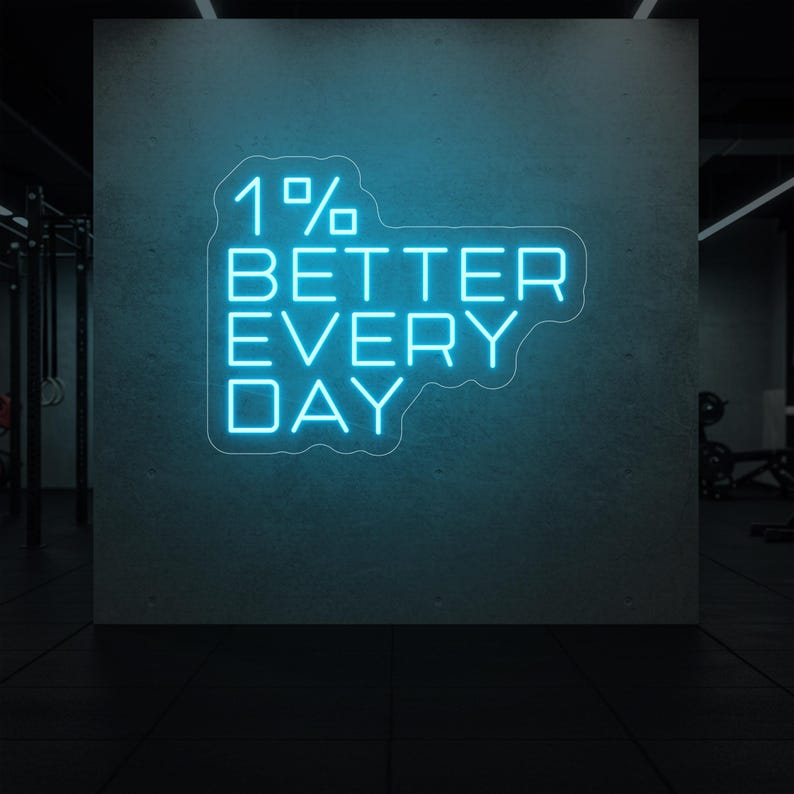 1% Better Every Day Neon Sign LED Motivational Wall Light for Home Gym ...