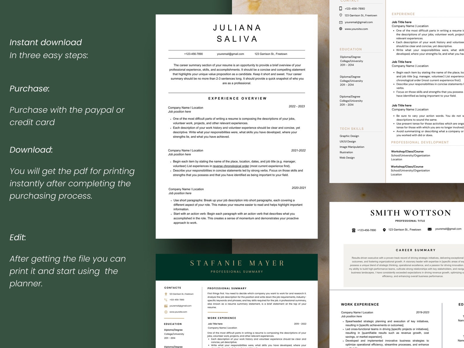 Cv Template Word Bundle Resumes Resume Canva Cv Canva CV - Etsy