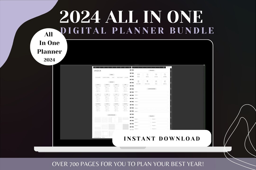 Undated Digital Planner, 2024, Goodnotes, Notability, Xodo, Noteshelf ...