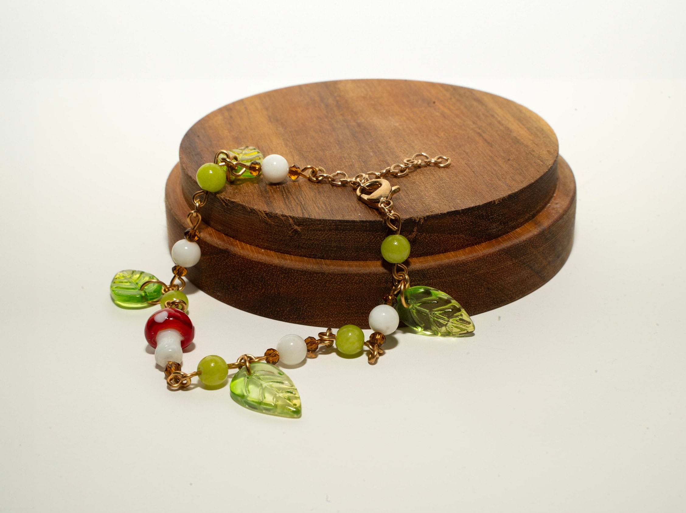 Jade Crystal Mushroom Bracelet: Cottagecore Fairy Jewelry - Etsy