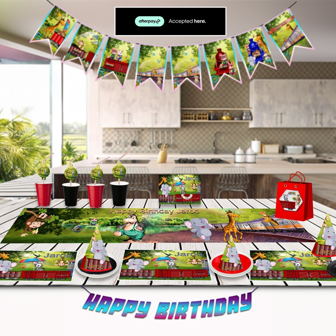 Vibrant Train Themed Party Decor Set, Custom Party Invitations and ...