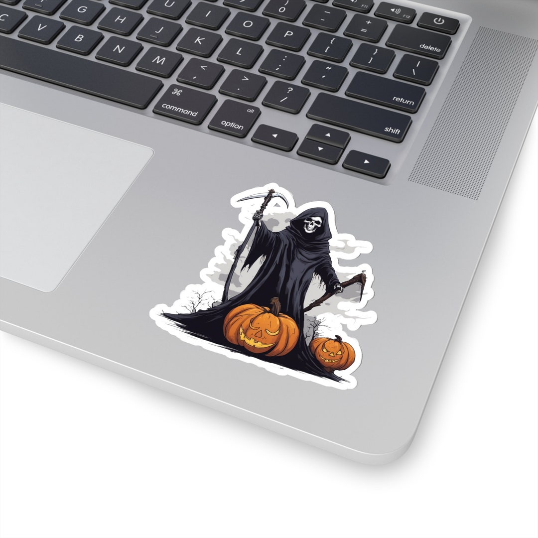 Grim Reaper Halloween, Halloween Sticker laptop, Bottle, Notebook ...