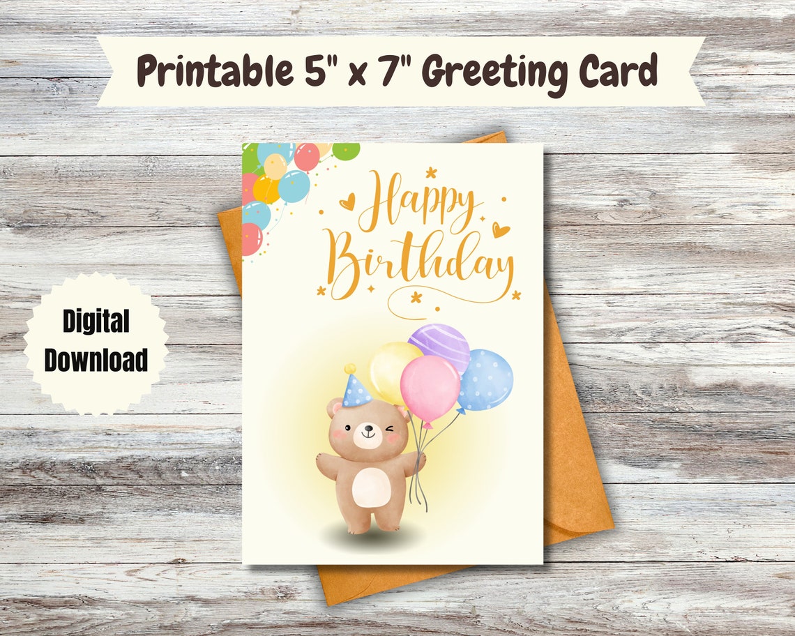 Printable Birthday Card, Virtual Birthday Card, Birthday Greeting Card ...