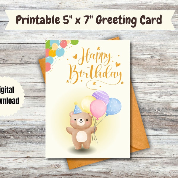 Printable Birthday Card, Virtual Birthday Card, Birthday Greeting Card ...