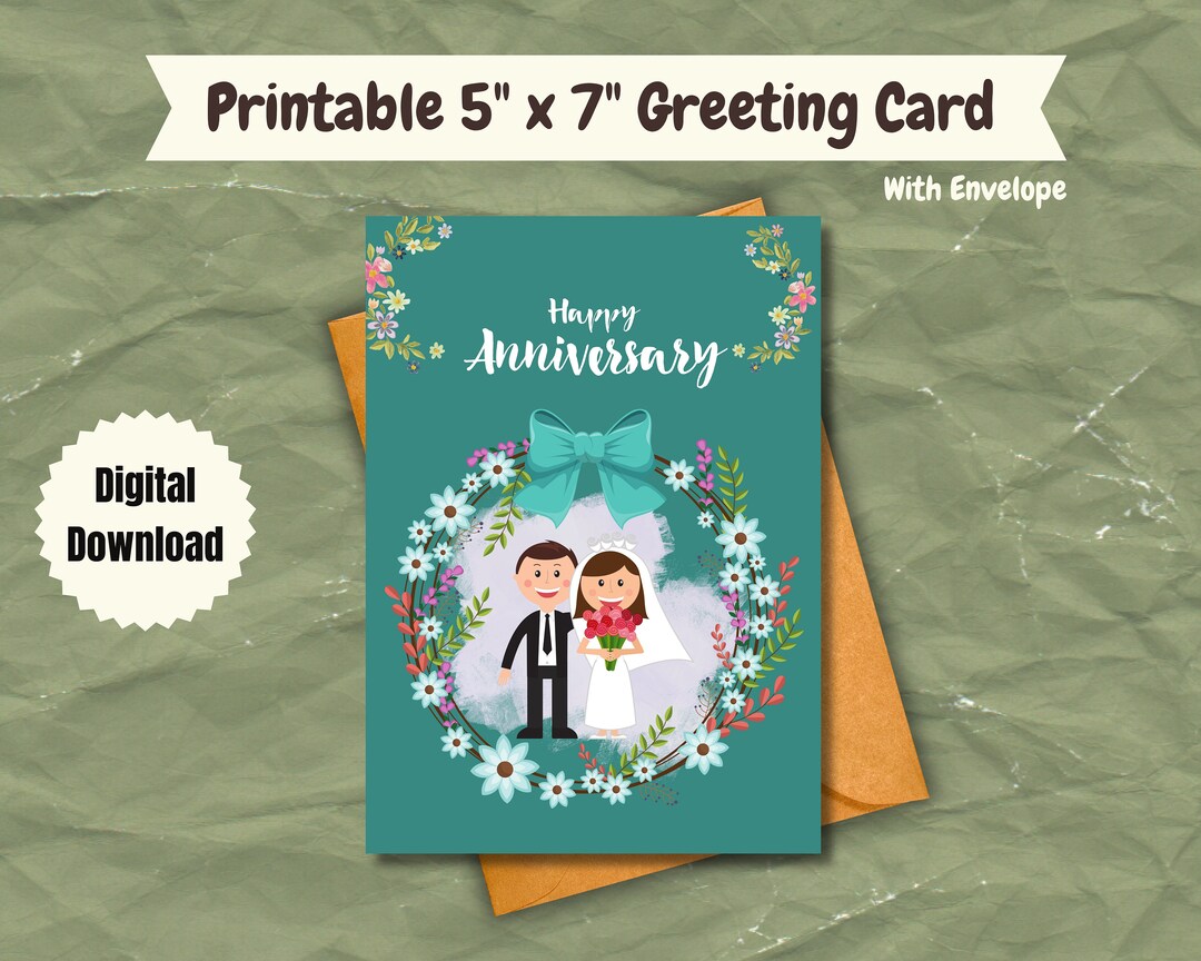 Happy Anniversary Card - Digital & Printable, Anniversary Gift With ...