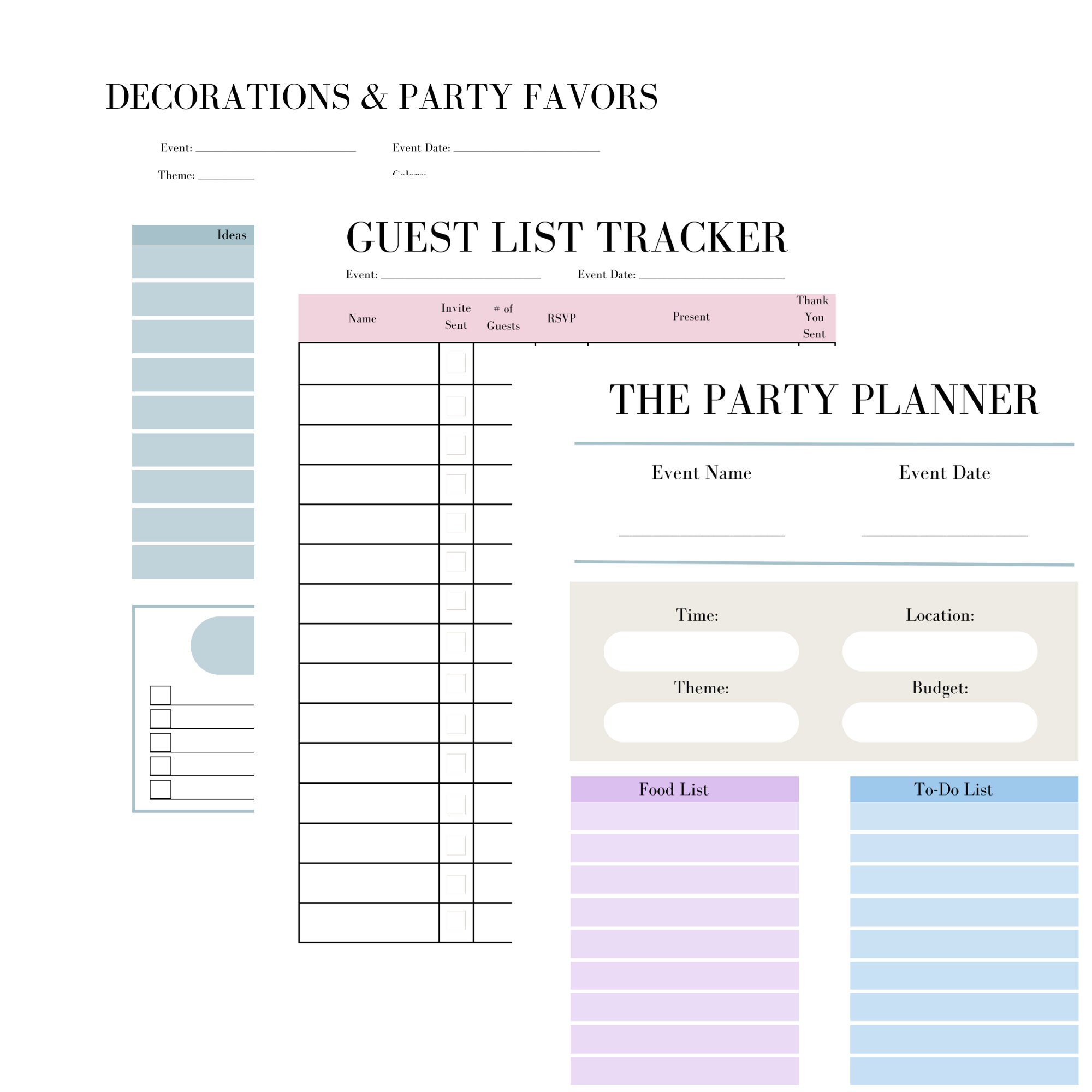 Basic Party Planner | Printable Party Template | Birthday Planner ...