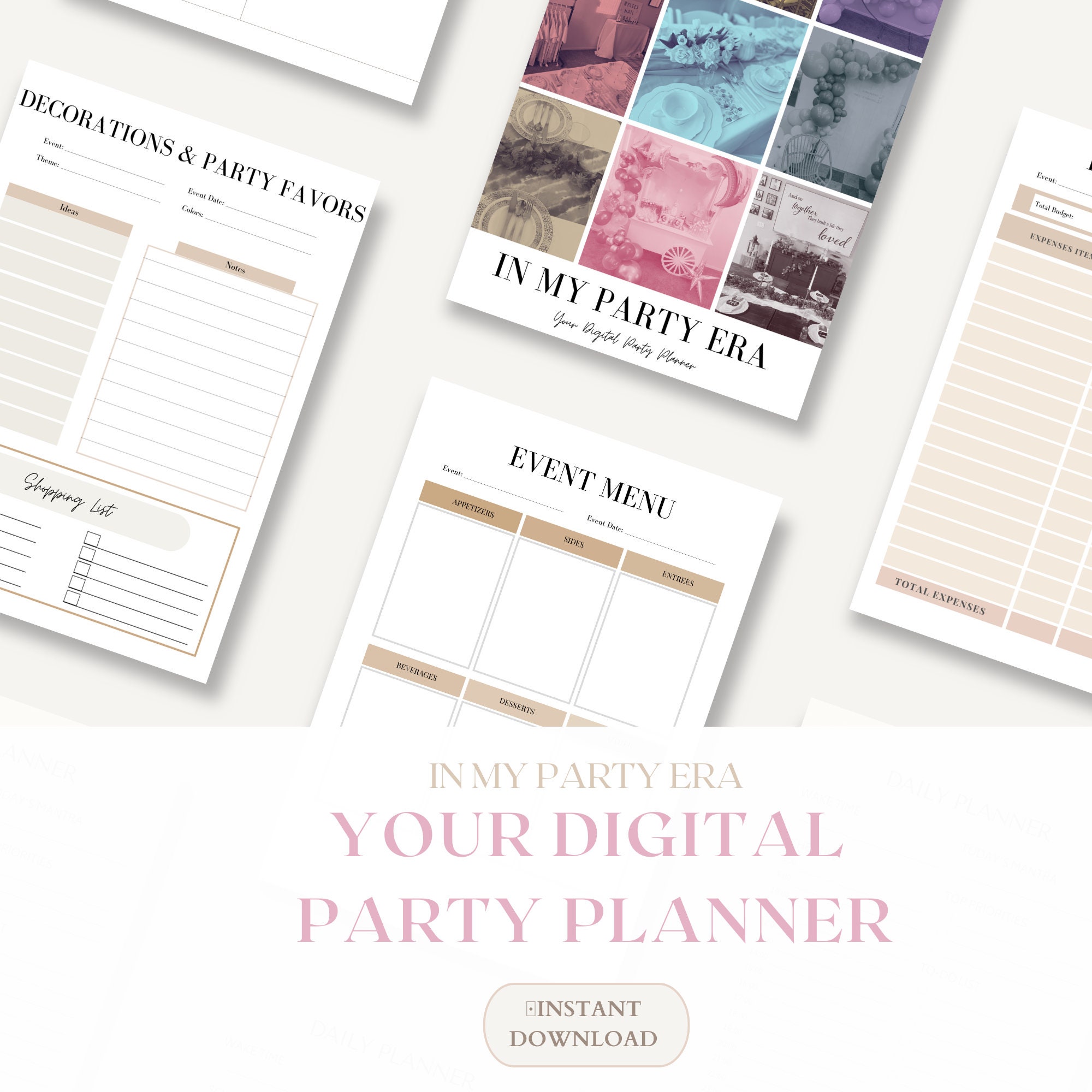 Aesthetic Beige Planner Birthday Planner Printable Planner Digital ...