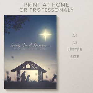 Away in the Manger Printable Poster | Nativity Wall Art - Etsy
