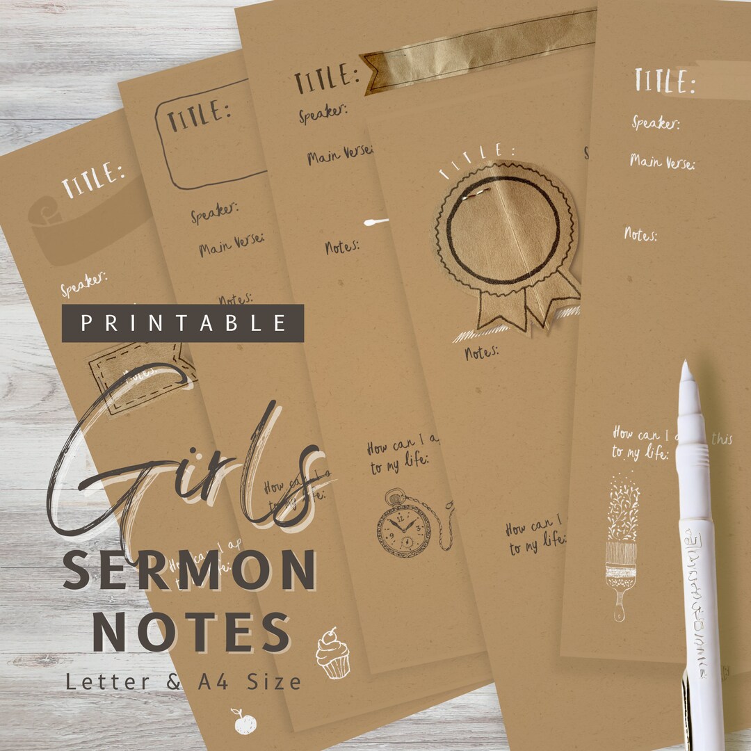 Krafty Girls Printable Sermon Notes | Digital A4 and Letter Size ...