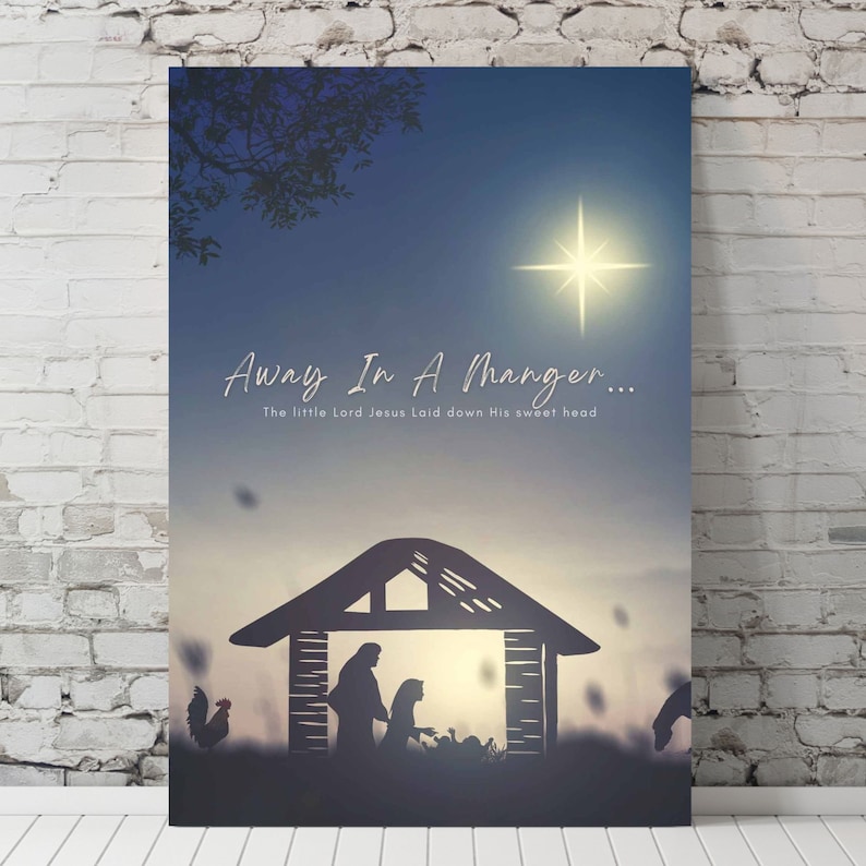 Away in the Manger Printable Poster | Nativity Wall Art - Etsy