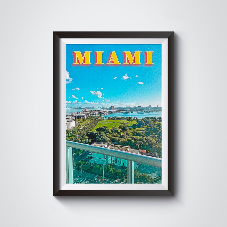 Miami Skyline Poster, Miami Beach, Florida Summer Print, USA Travel ...