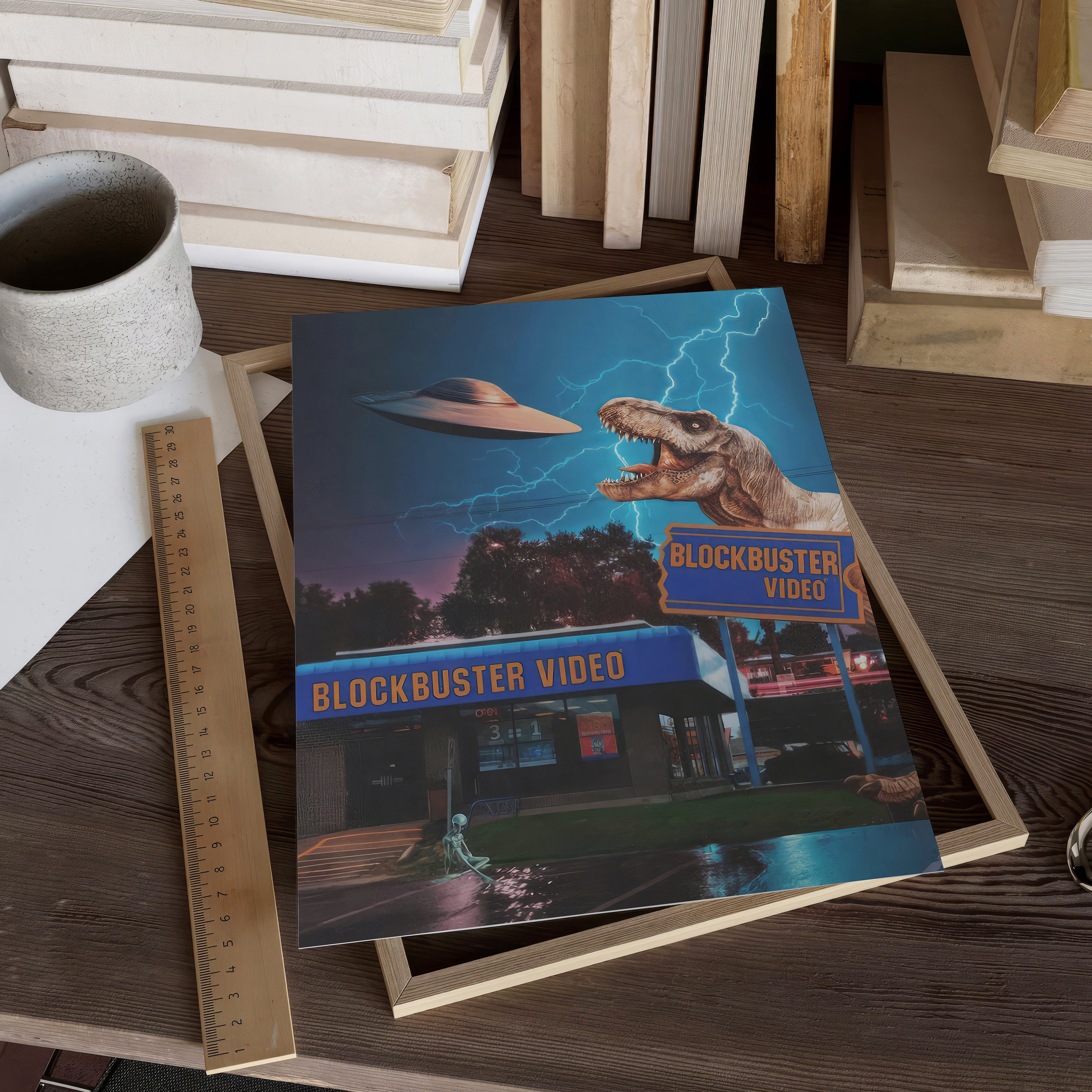 Blockbuster Video Poster, Dallas City, Retro Movie Art Printable, T Rex ...