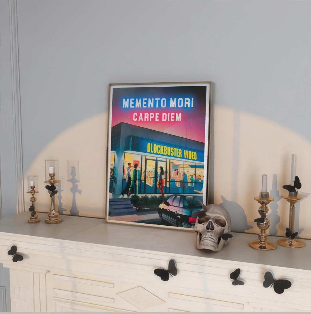 Blockbuster Video Poster, Memento Mori, Neon Quote Poster, Stoicism ...