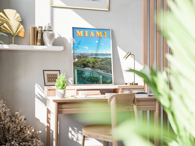 Miami Skyline Poster, Miami Beach, Florida Summer Print, USA Travel ...