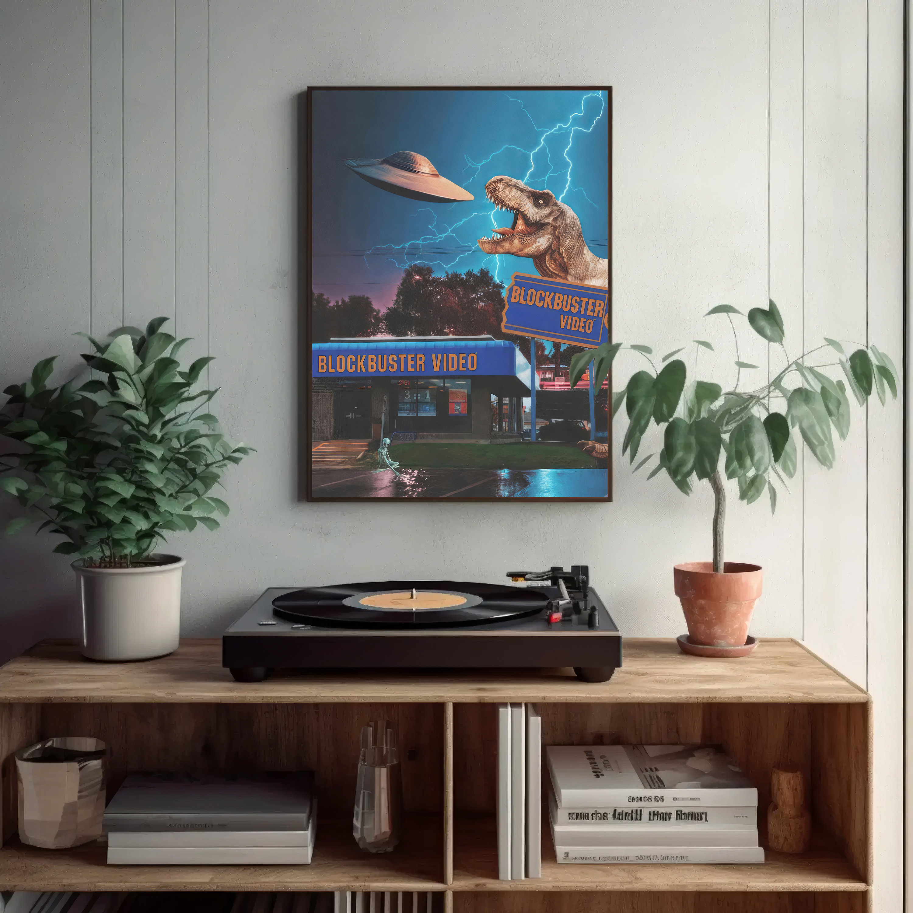 Blockbuster Video Poster, Dallas City, Retro Movie Art Printable, T Rex ...