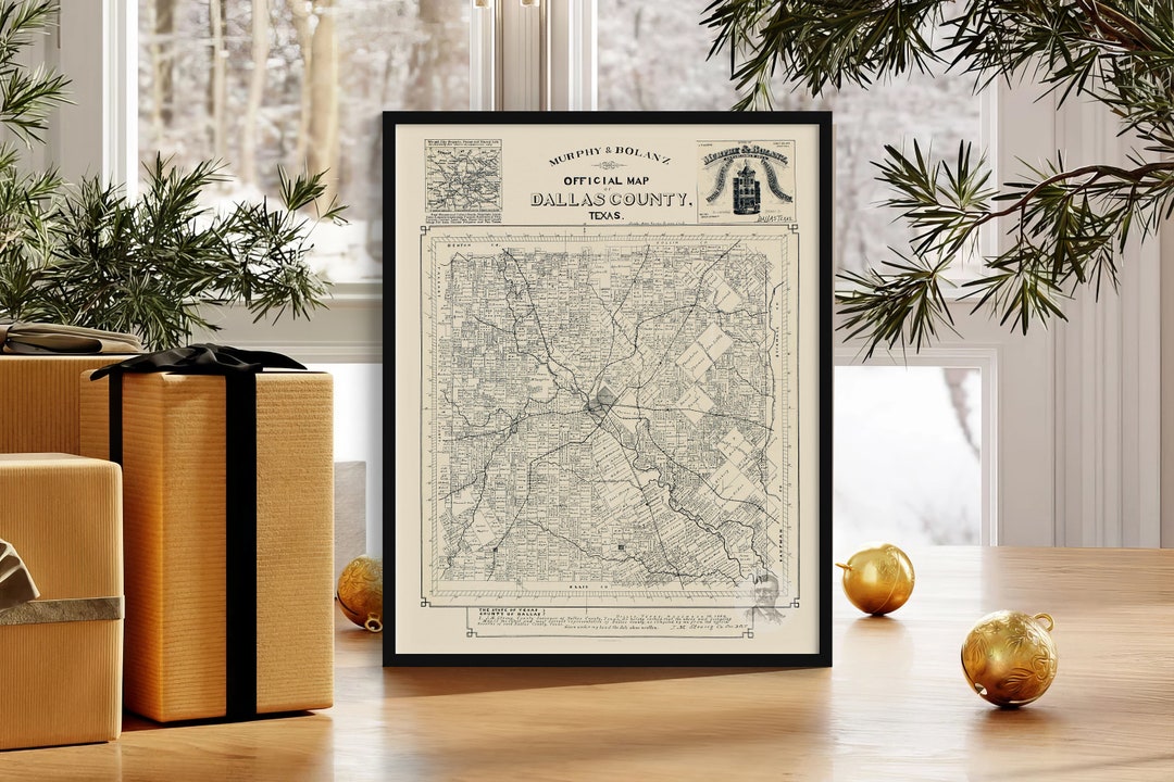 Dallas County Grunge Map, Texas Vintage Poster, USA Travel Gift ...