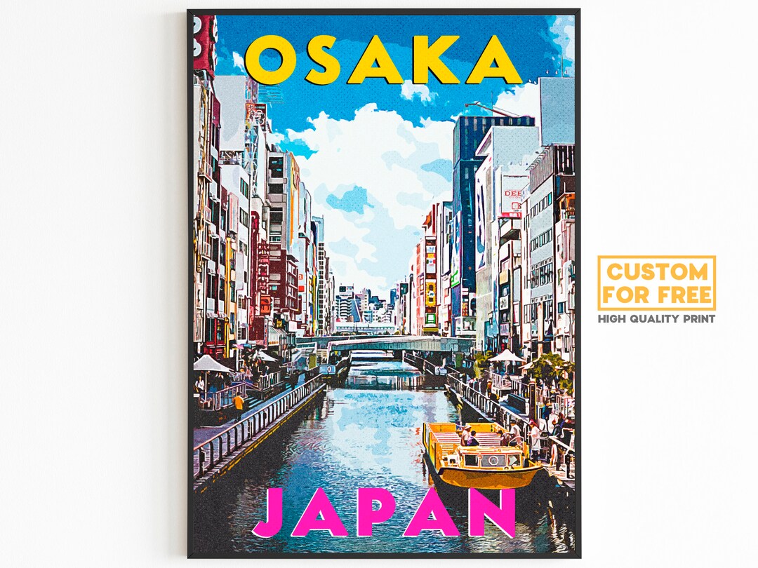 Osaka Poster, Japan Colorful Printable, World Travel Poster, Aesthetic ...