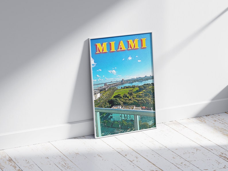 Miami Skyline Poster, Miami Beach, Florida Summer Print, USA Travel ...