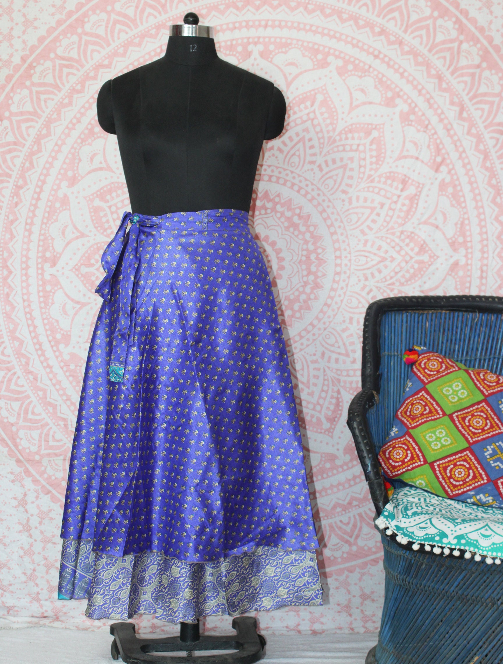 Wholesale Lot of Silk Wrap Around Skirts Vintage Handmade Reversible ...