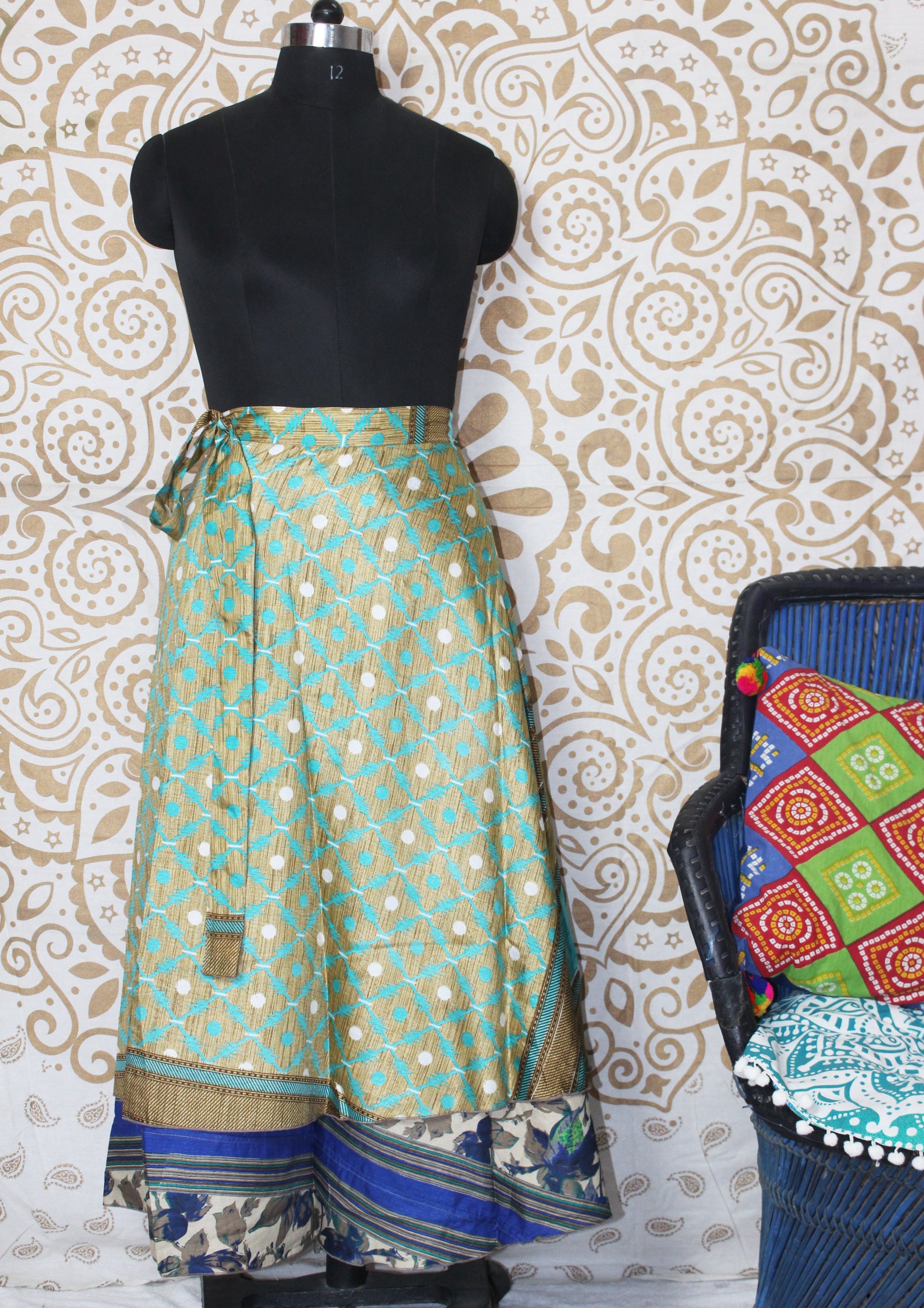 Wholesale Lot of Silk Wrap Around Skirts Vintage Handmade Reversible ...