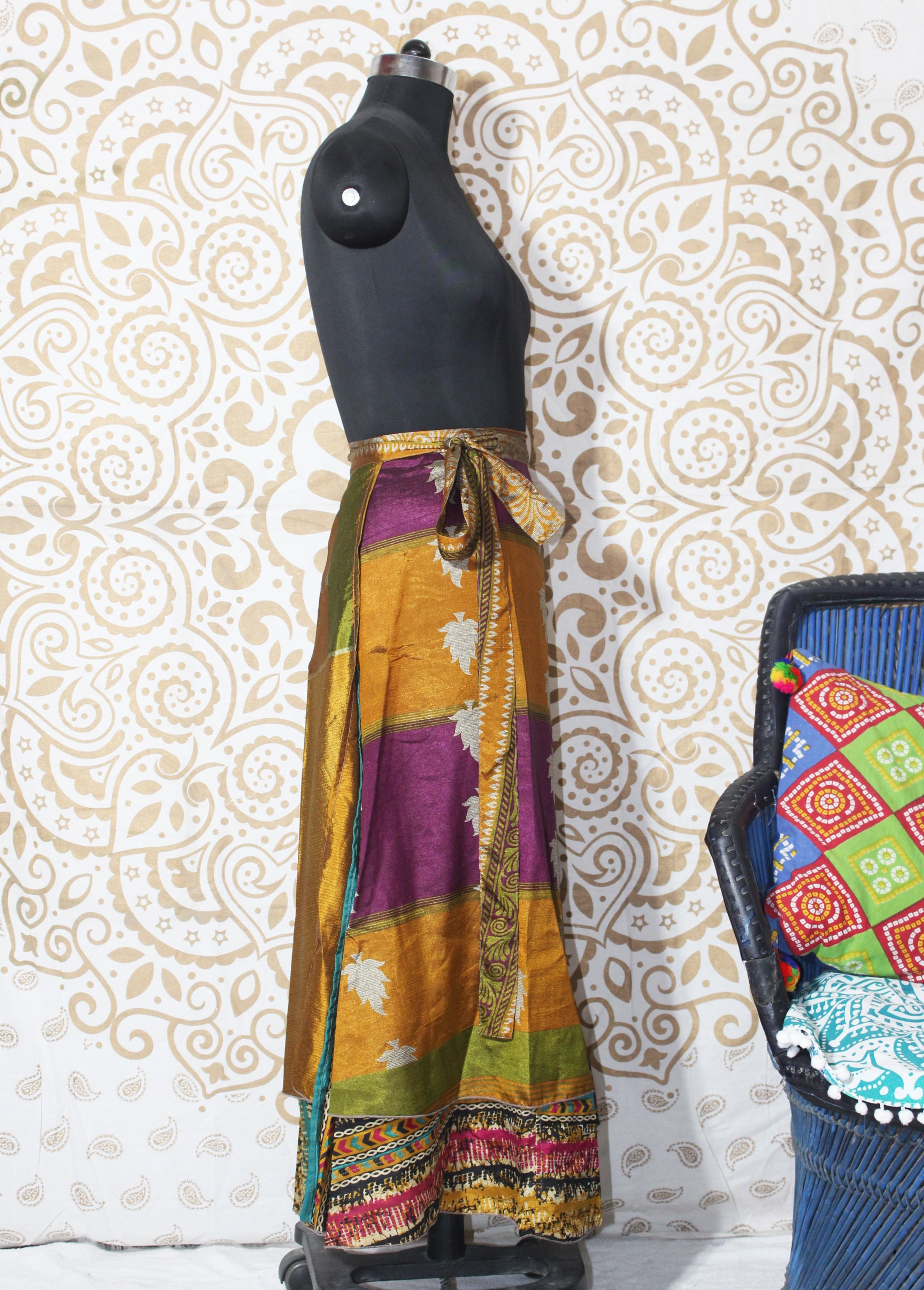 Wholesale Lot of Silk Wrap Around Skirts Vintage Handmade Reversible ...