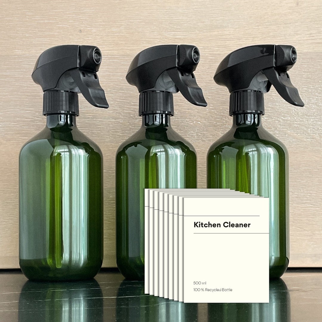 Recycled Plastic Spray Bottles 3 X 500ml With 9 X Waterproof Labels ...