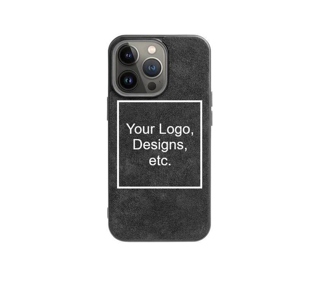 Alcantara® Phone Cases With YOUR CUSTOM Logo Design or Text - Black ...