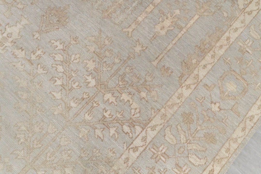 Tree of Life Gray Hand Knotted Oushak Rug, Hand Knotted Rugs for Living ...