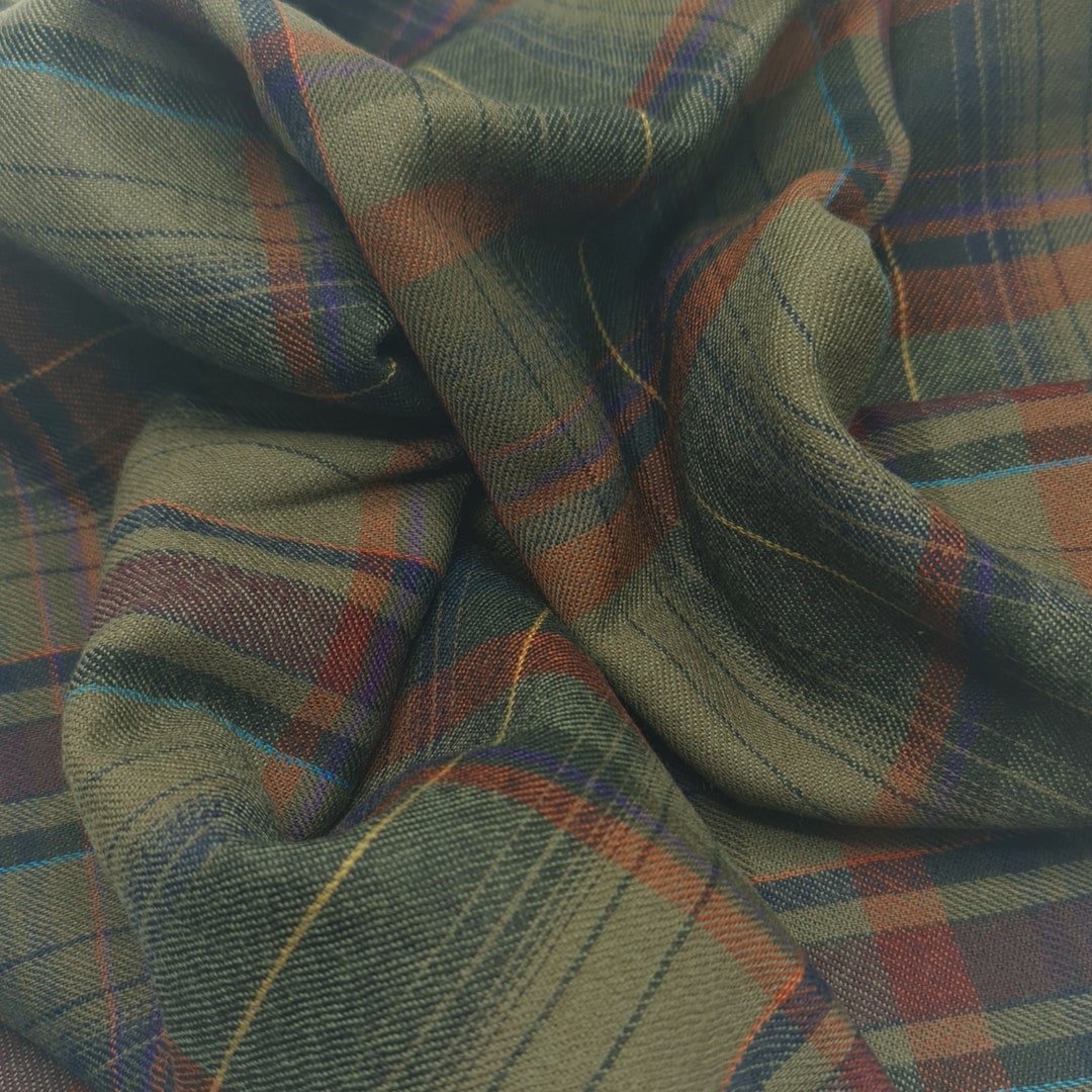 Vintage Wool Fabric With Tartan Design From the 1970's, Old Plaid ...