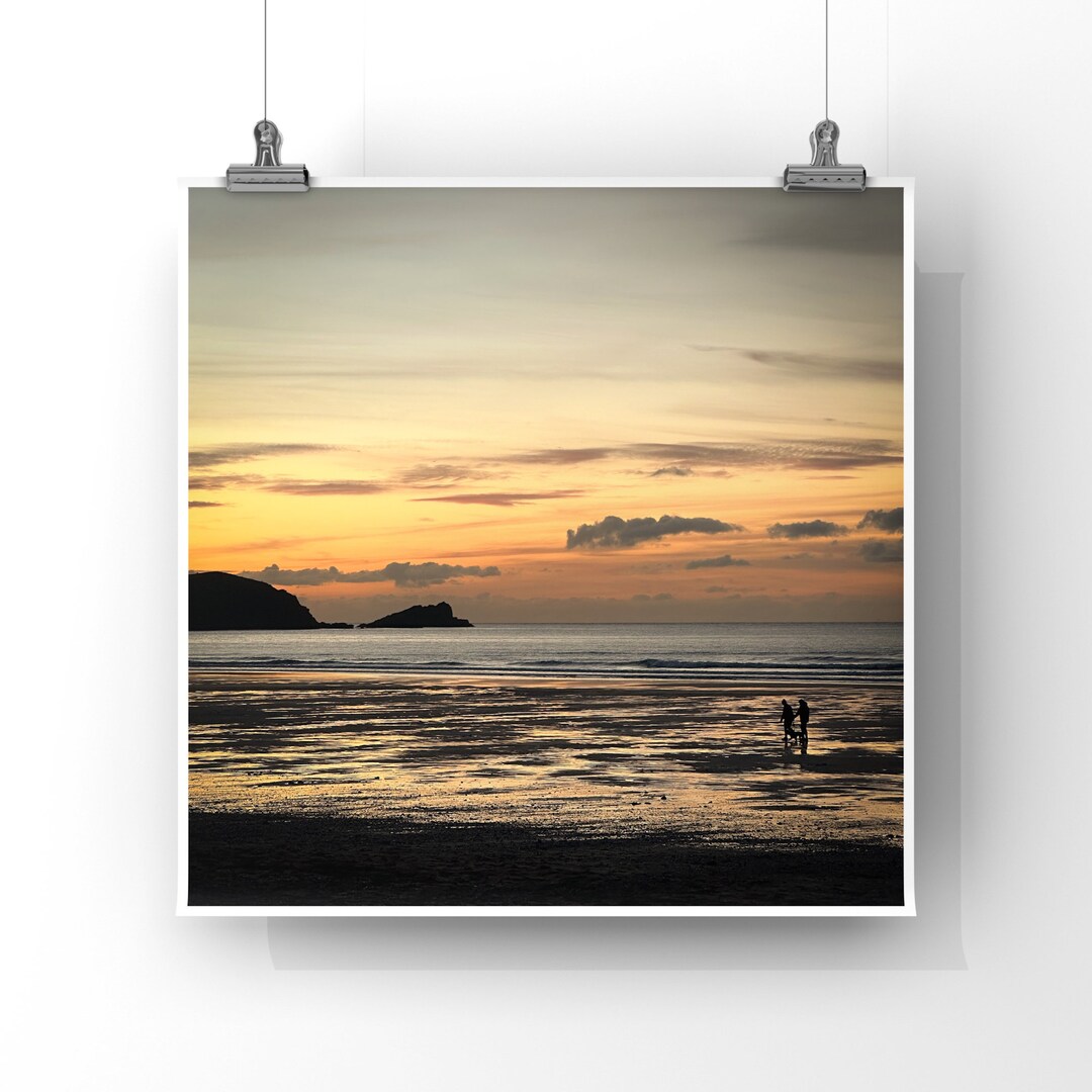 Fistral Beach January Sunset Digital Download JPEG Square 6000x6000 12. ...