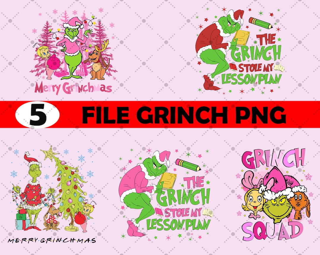 Grinch Christmas Bundle Png Pink Merry Grinchmas Png - Etsy