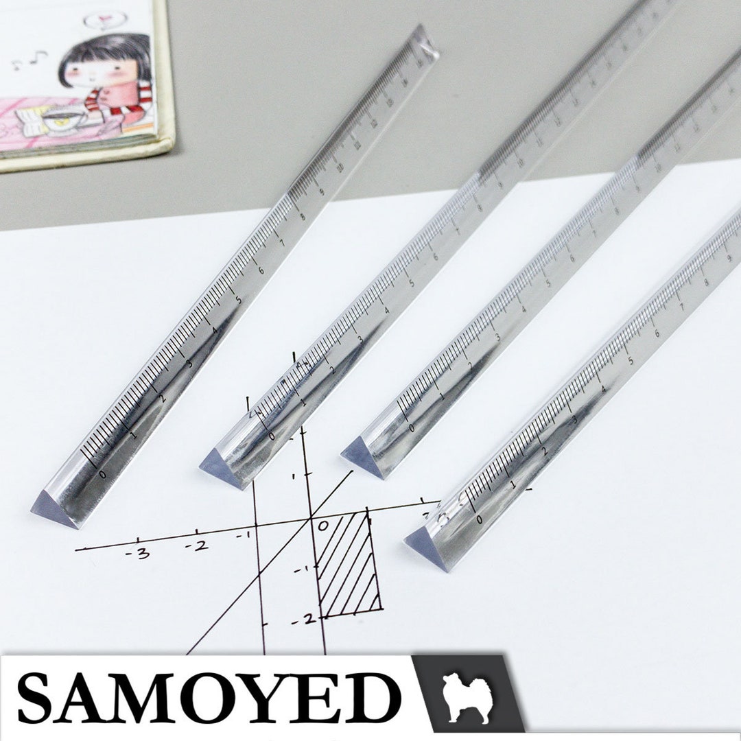 Triangular, Triangle Prism Ruler Samoyed RL-RM, Plastic, Transparent ...