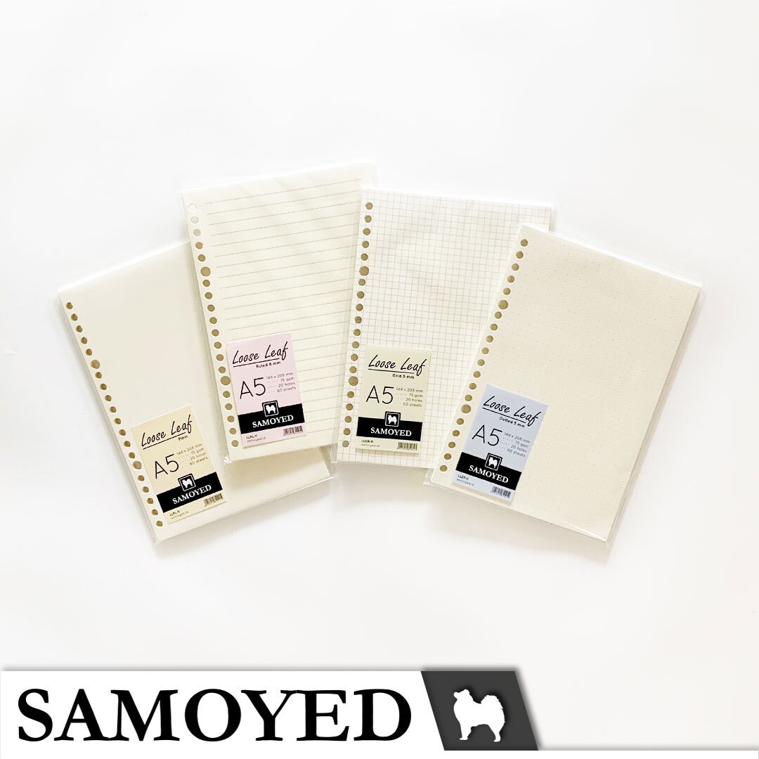 A5 Loose Leaf Paper Refills: Plain, Ruled, Grid, Dotted (60 Sheets ...