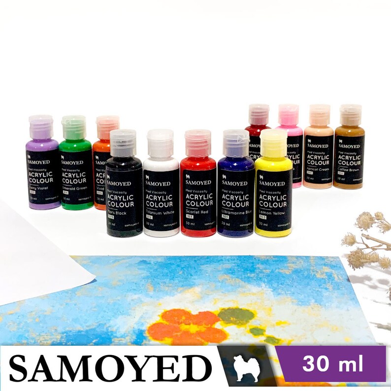 Acrylic Paint, Colour 30 Ml Samoyed ACP-M, Black, White, Red, Blue ...