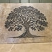 Carved Oak Tree Travertine Tile – 16x24" (40x60cm) Rustic Wall Art ...