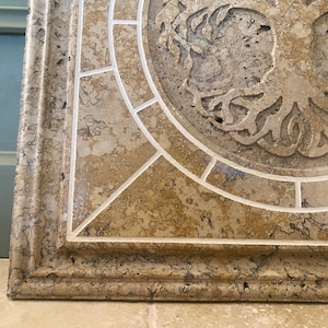 Natural Travertine Tree of Life Mosaic Backsplash Tile - 16x16in ...