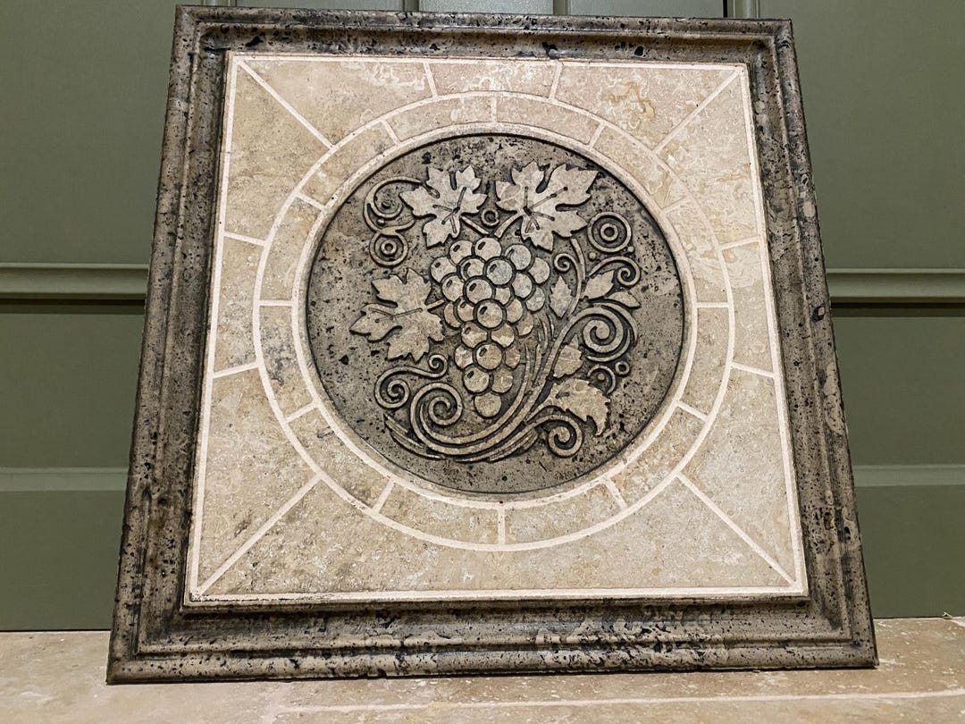 Natural Travertine Grapes Mosaic Backsplash Tile - 16x16in 40x40cm ...