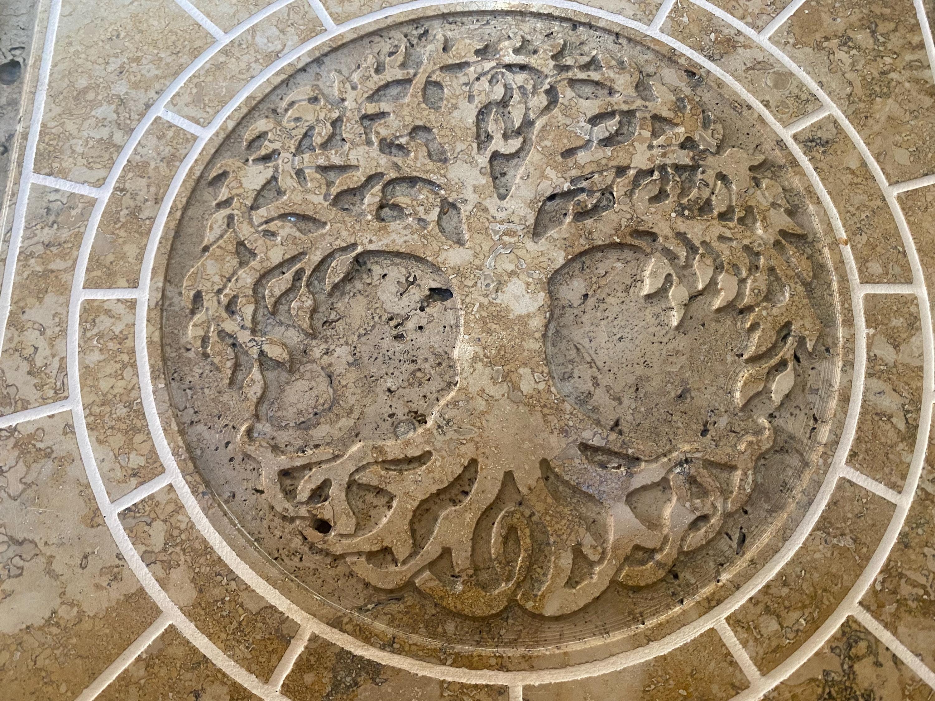 Natural Travertine Tree of Life Mosaic Backsplash Tile - 16x16in ...