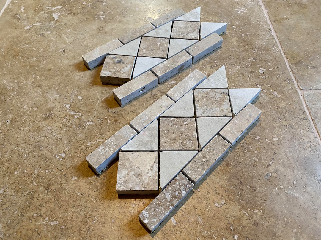 Rustic Noce Chiaro Travertine Tumbled Wall Border Tile Arrow Listello ...