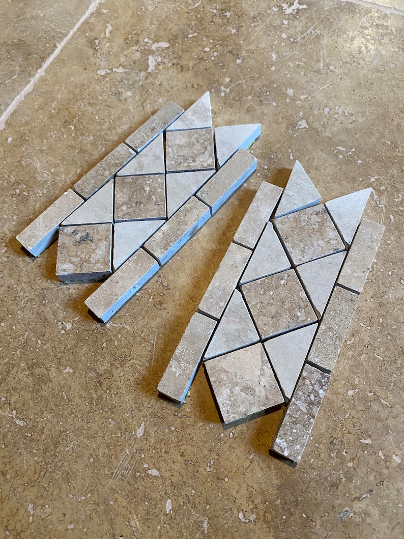 Rustic Noce Chiaro Travertine Tumbled Wall Border Tile Arrow Listello ...