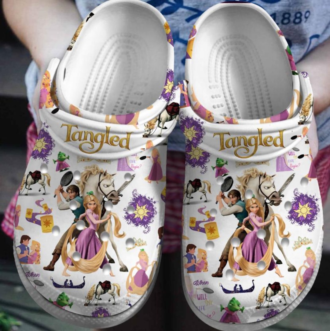 Custom Rapunzel Disney Cartoon Clogs Shoes, Rapunzel Disney Slippers ...