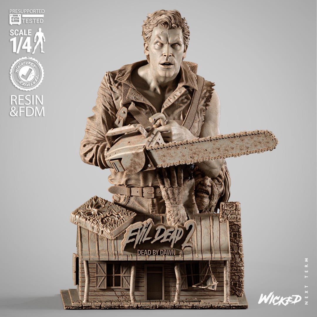Evil Dead 2 Ash Bust – 1/4 Resin Diorama – Modeled by Wicked 3D – Hand ...
