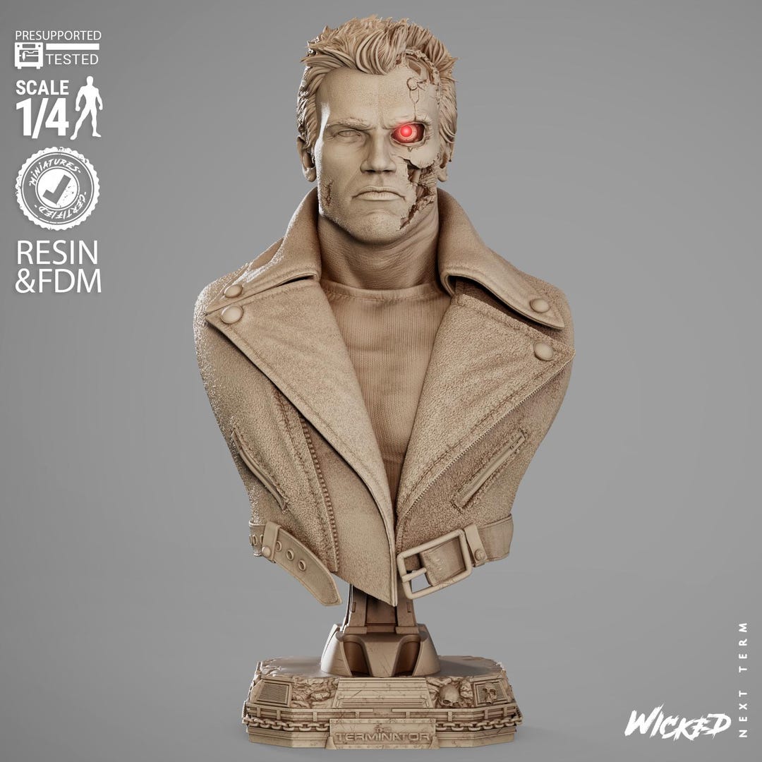 Terminator T-800 Bust – Modeled by Wicked 3D – Available Painted or ...