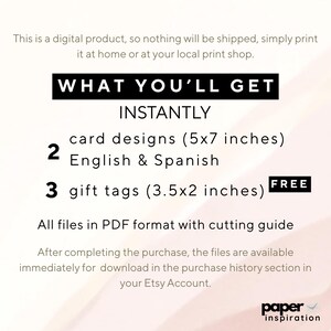5 PRINTABLE Mother's Day Greeting Card in Portrait English and Spanish ...