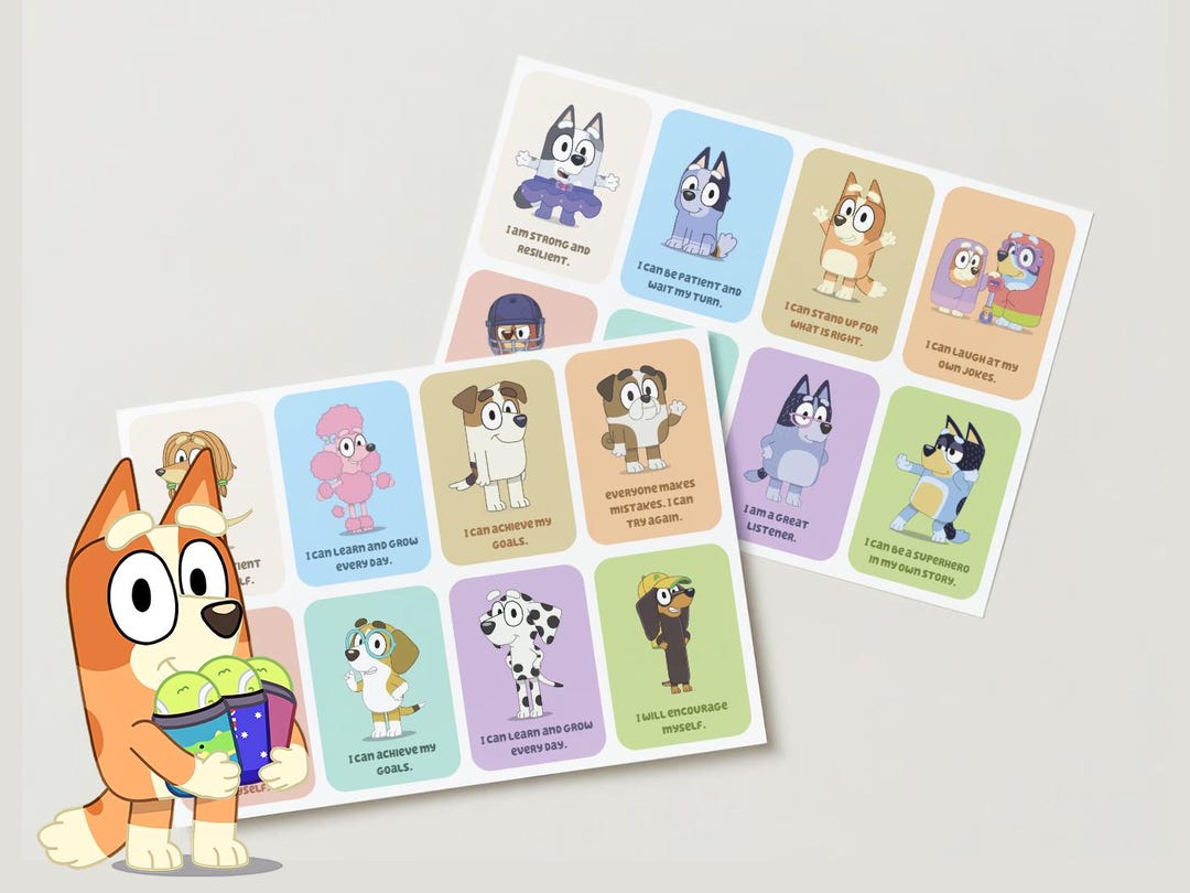 Bluey Positive Cards | Encouraging Affirmation Cards for Kids | Fun ...